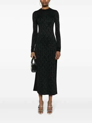Palm Angels Monogram-jacquard Open-back Midi Dress