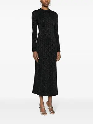 Palm Angels Monogram-jacquard Open-back Midi Dress