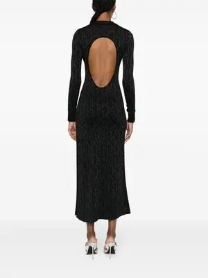 Palm Angels Monogram-jacquard Open-back Midi Dress