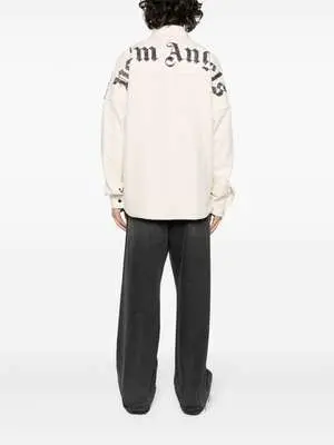 Palm Angels Logo-print Checked Overshirt - Neutrals