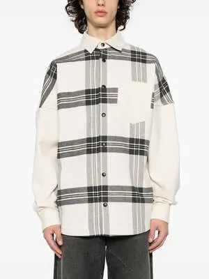 Palm Angels Logo-print Checked Overshirt - Neutrals