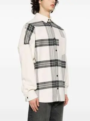 Palm Angels Logo-print Checked Overshirt - Neutrals