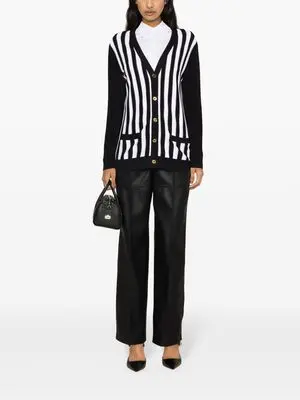 Moschino Striped Ribbed Knit Cardigan