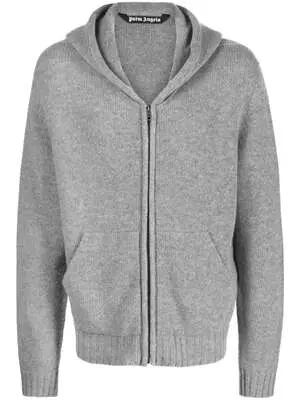 Palm Angels Curved-logo Zip-up Hoodie