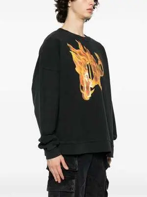 Palm Angels Burning Monogram-print Sweatshirt - Black