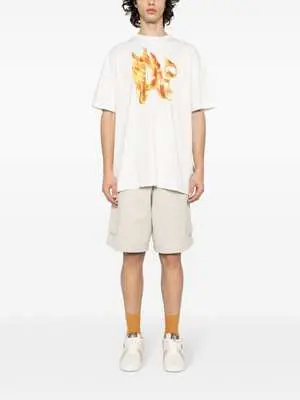 Palm Angels Burning Monogram-print T-shirt - White