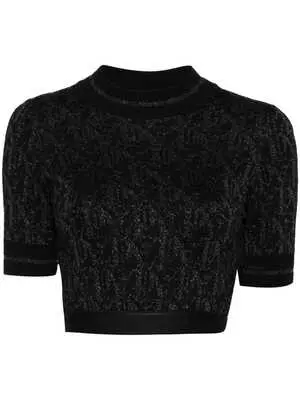 Palm Angels Monogram-jacquard Knitted Top