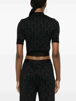 Palm Angels Monogram-jacquard Knitted Top