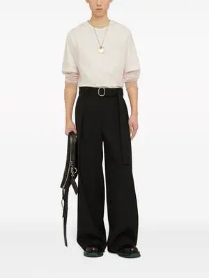 JIL SANDER Belted Wide-leg Wool Trousers