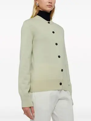 JIL SANDER Crew-neck Wool Cardigan - Green