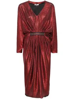 NISSA Draped Shimmer Midi Dress