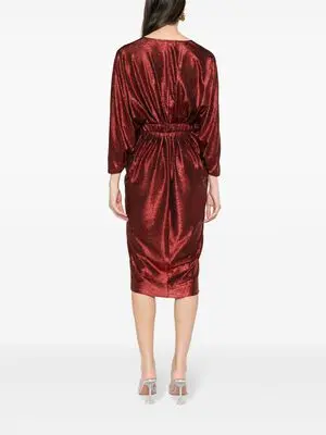 NISSA Draped Shimmer Midi Dress