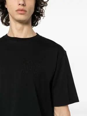 Palm Angels Logo-embroidered T-shirt - Black