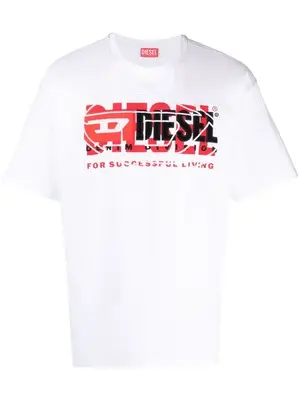 DIESEL® Logo-embroidered Cotton T-shirt