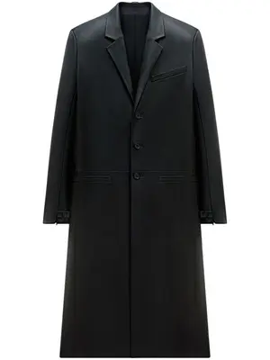 COURREGES Leather Tailored Coat With Zip Sleeves