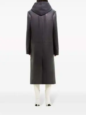 COURREGES Leather Tailored Coat With Zip Sleeves