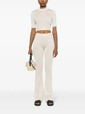 Palm Angels Monogram-jacquard Knitted Trousers - Neutrals
