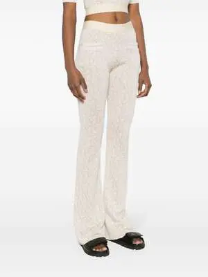 Palm Angels Monogram-jacquard Knitted Trousers - Neutrals