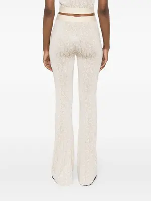 Palm Angels Monogram-jacquard Knitted Trousers - Neutrals