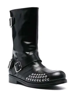 STEFAN COOKE Leather Biker Boots