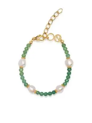 NIALAYA JEWELRY Pearl And Aventurine Beaded Bracelet - Green