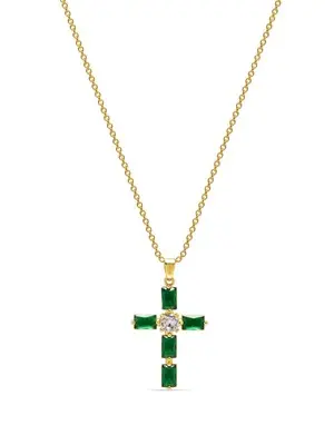 NIALAYA JEWELRY Crystal-embellished Cross-charm Necklace - Gold
