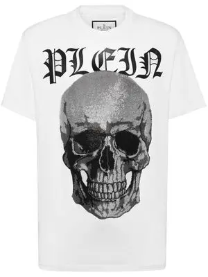 Philipp Plein Crystals Skull Cotton T-shirt - White