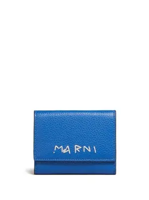 Marni Logo-embroidered Leather Key Holder - Blue