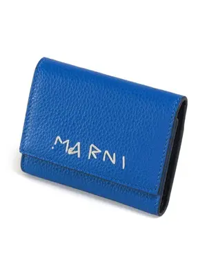Marni Logo-embroidered Leather Key Holder - Blue