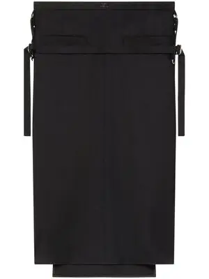 COURREGES Panelled Virgin Wool Midi Skirt - Black