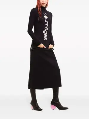 COURREGES Panelled Virgin Wool Midi Skirt
