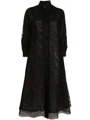 Shiatzy Chen Lace Pleated Single-breasted Coat - Black