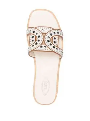 TOD'S Studded Leather Sandals - Neutrals
