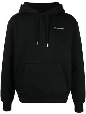 Jacquemus Logo Embroidered Hoodie - Black