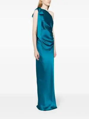 Michelle Mason Asymmetric Silk Maxi Gown - Blue