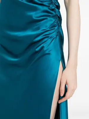 Michelle Mason Asymmetric Silk Maxi Gown - Blue