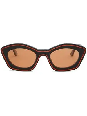 Marni Logo-print Oval-frame Sunglasses - Black