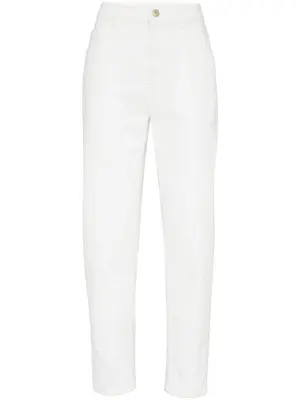 Brunello Cucinelli Monili-chain Tapered Jeans - White