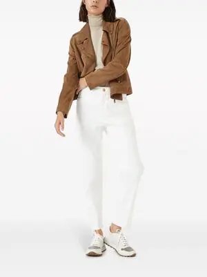 Brunello Cucinelli Monili-chain Tapered Jeans - White