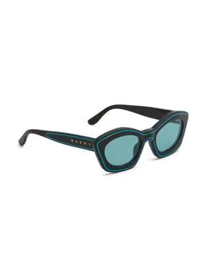 Marni Logo-print Oval-frame Sunglasses