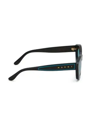 Marni Logo-print Oval-frame Sunglasses