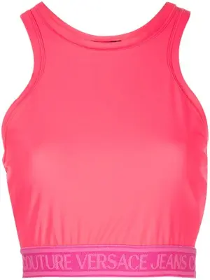Versace Logo-jacquard Jersey Crop Top - Pink