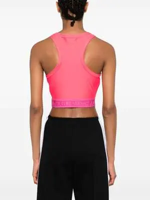 Versace Logo-jacquard Jersey Crop Top - Pink