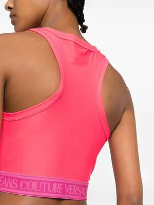 Versace Logo-jacquard Jersey Crop Top - Pink
