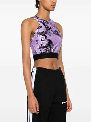 Versace Baroque-print Cropped Racerback Top