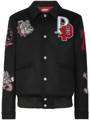Philipp Plein Logo-patch Bomber Jacket - Black