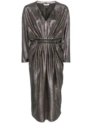 NISSA Shimmer Pleated Midi Dress
