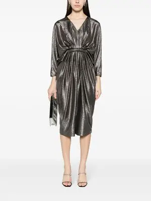 NISSA Shimmer Pleated Midi Dress