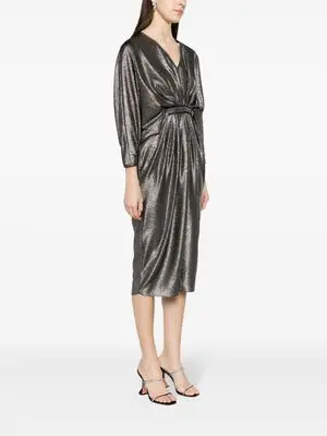 NISSA Shimmer Pleated Midi Dress