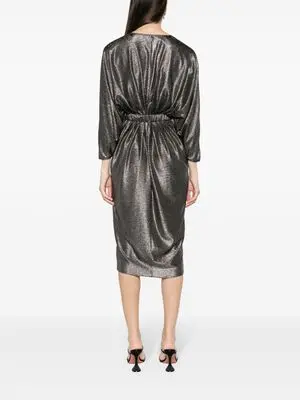 NISSA Shimmer Pleated Midi Dress